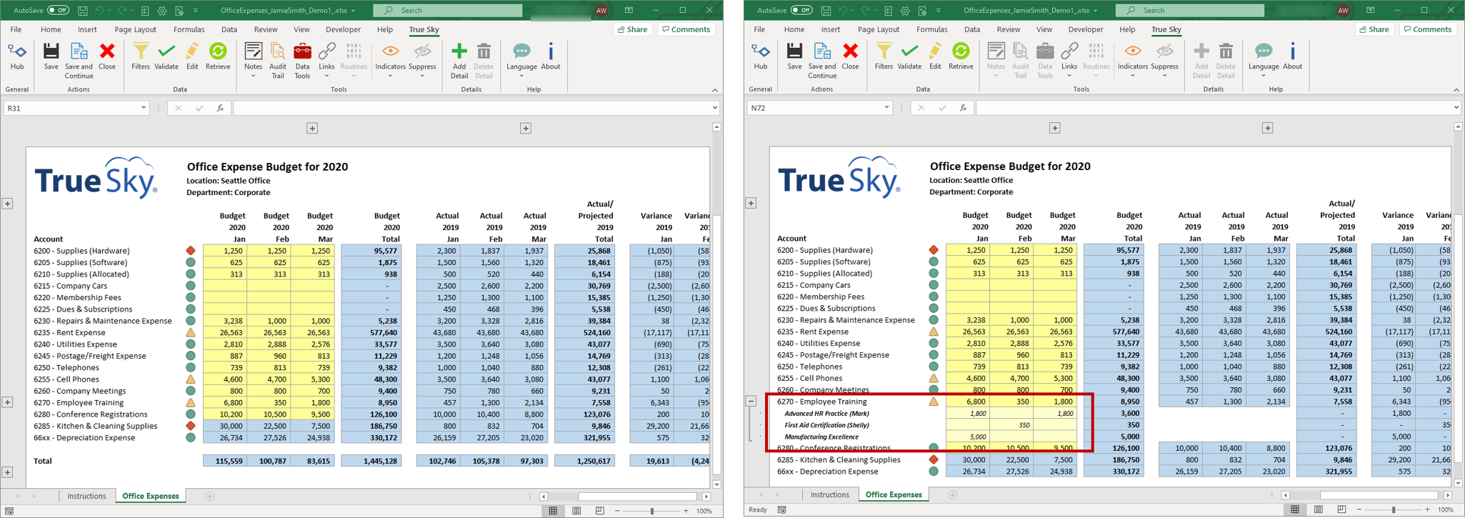 Default Input Layout & Line with Details Added | True Sky